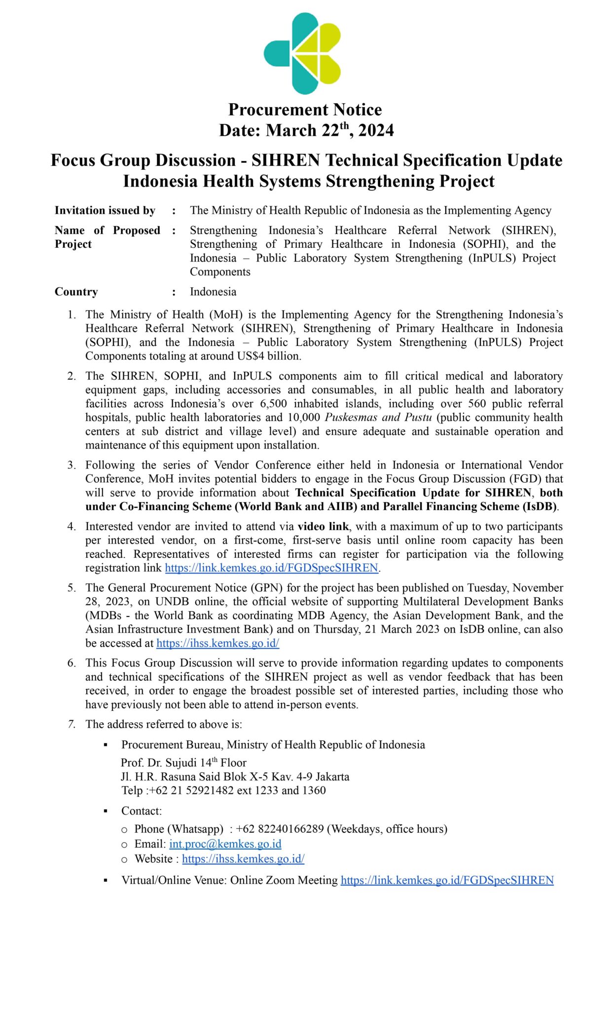 Focus Group Discussion (FGD) terkait Update Technical Spesification ...